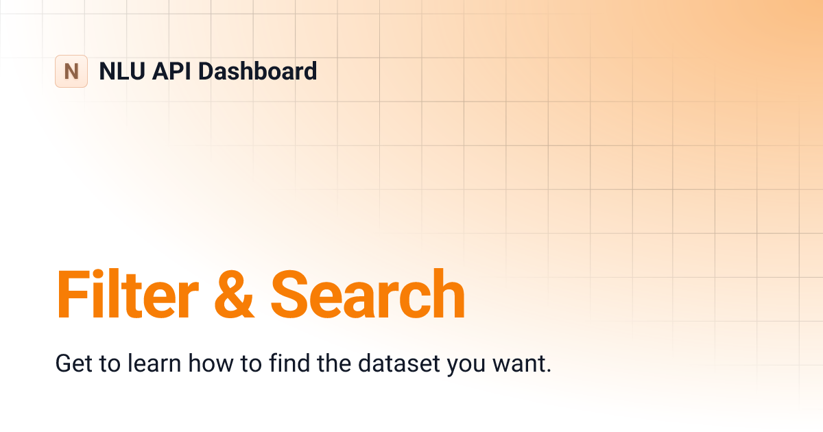 Filter & Search | NLU API Dashboard