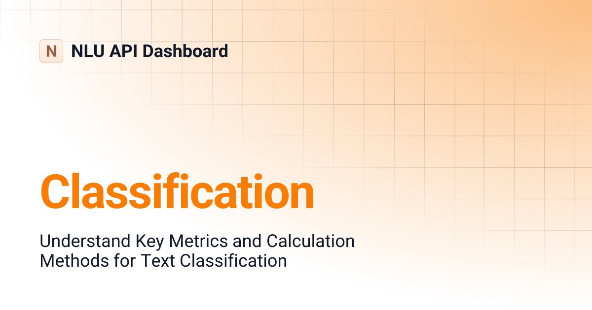 Classification | NLU API Dashboard